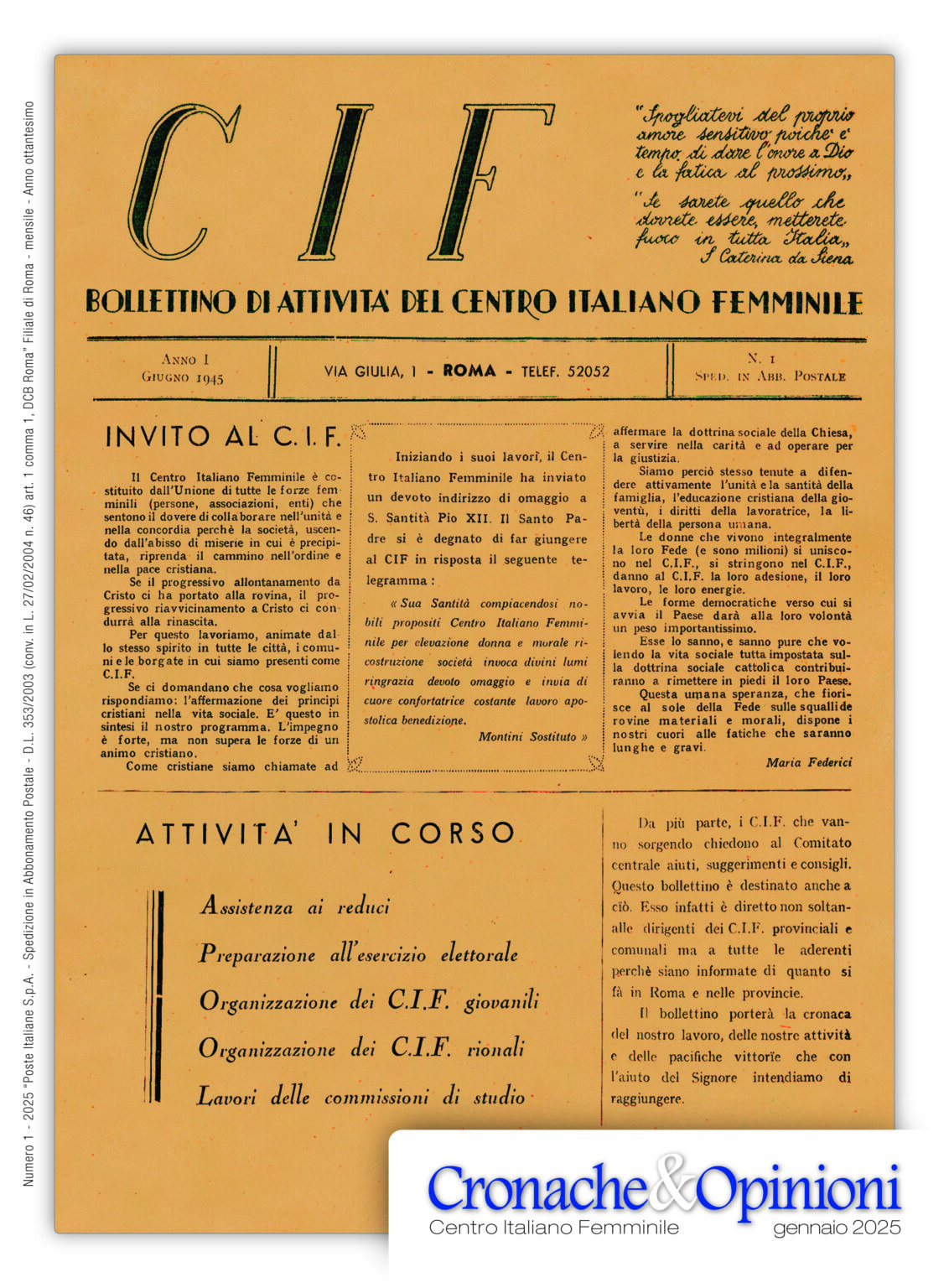 CIF CENTRO ITALIANO FEMMINILE: con le donne, da 80 anni